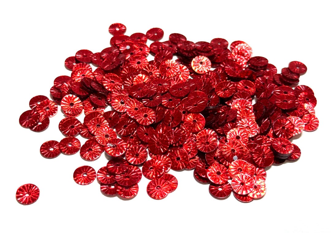 6mm Flat Embossed Metallic Red Sequins - Etsy