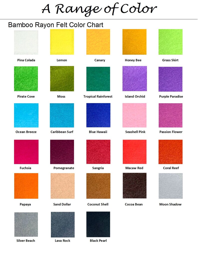 Complete Color Array Sample Set 5 X 5.5 Bamboo Felt | Etsy