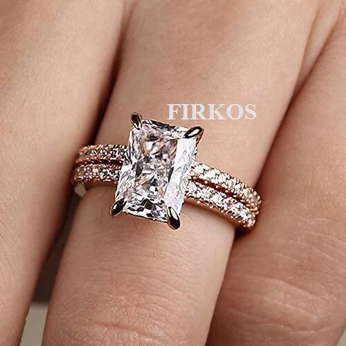 3.09CTW Radiant Cut Diamond Wedding Ring Set Radiant Bridal - Etsy