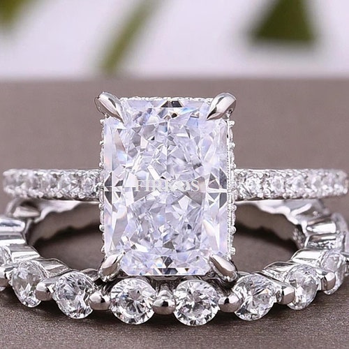 3.09CTW Radiant Cut Diamond Wedding Ring Set Radiant Bridal - Etsy