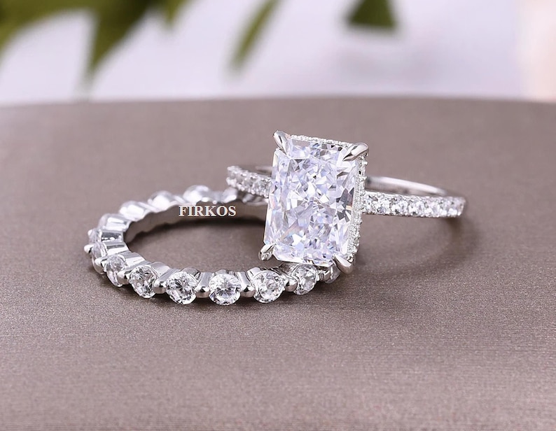 3.09CTW Radiant Cut Diamond Wedding Ring Set Radiant Bridal - Etsy