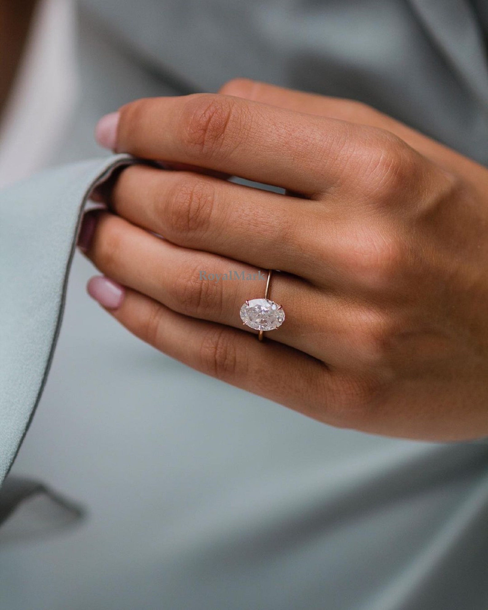 Sterling Silver Oval Engagement Ring Oval Ring With Accents - Etsy