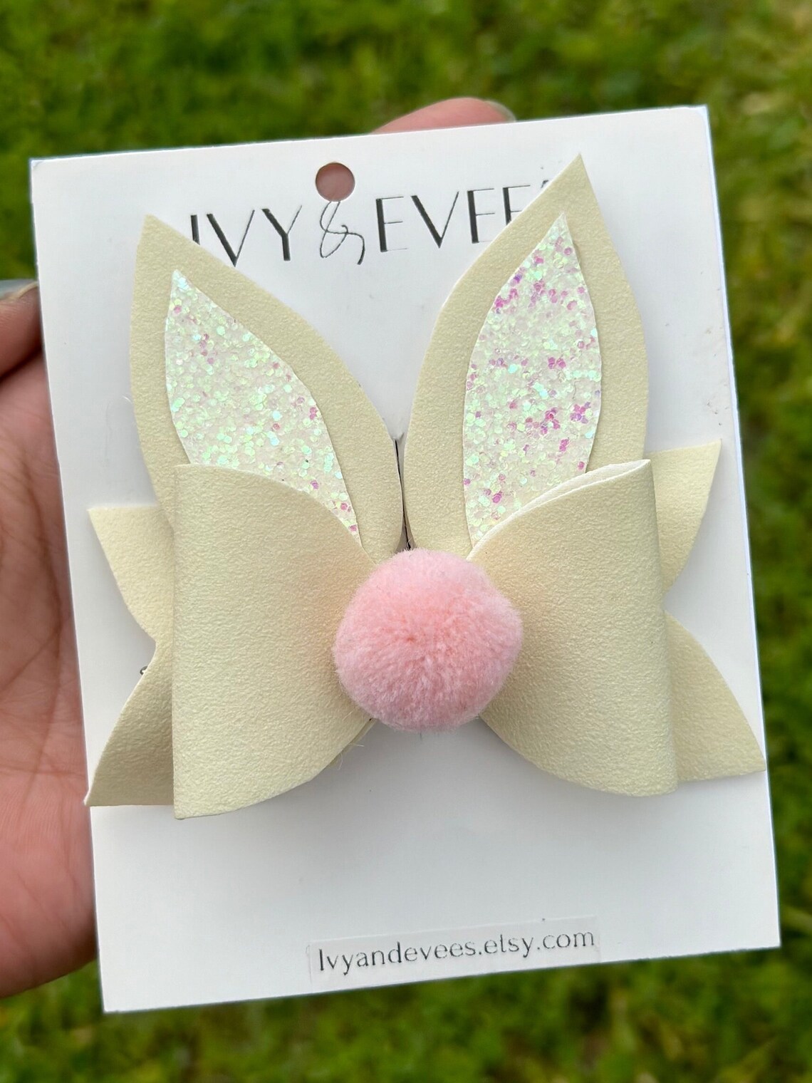 Leather Bunny Hair Bow , Easter Leather Hairbow. Easter Holiday Bow - Etsy