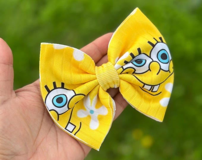 Yellow Sponge Cartoon Hair Bow - Etsy