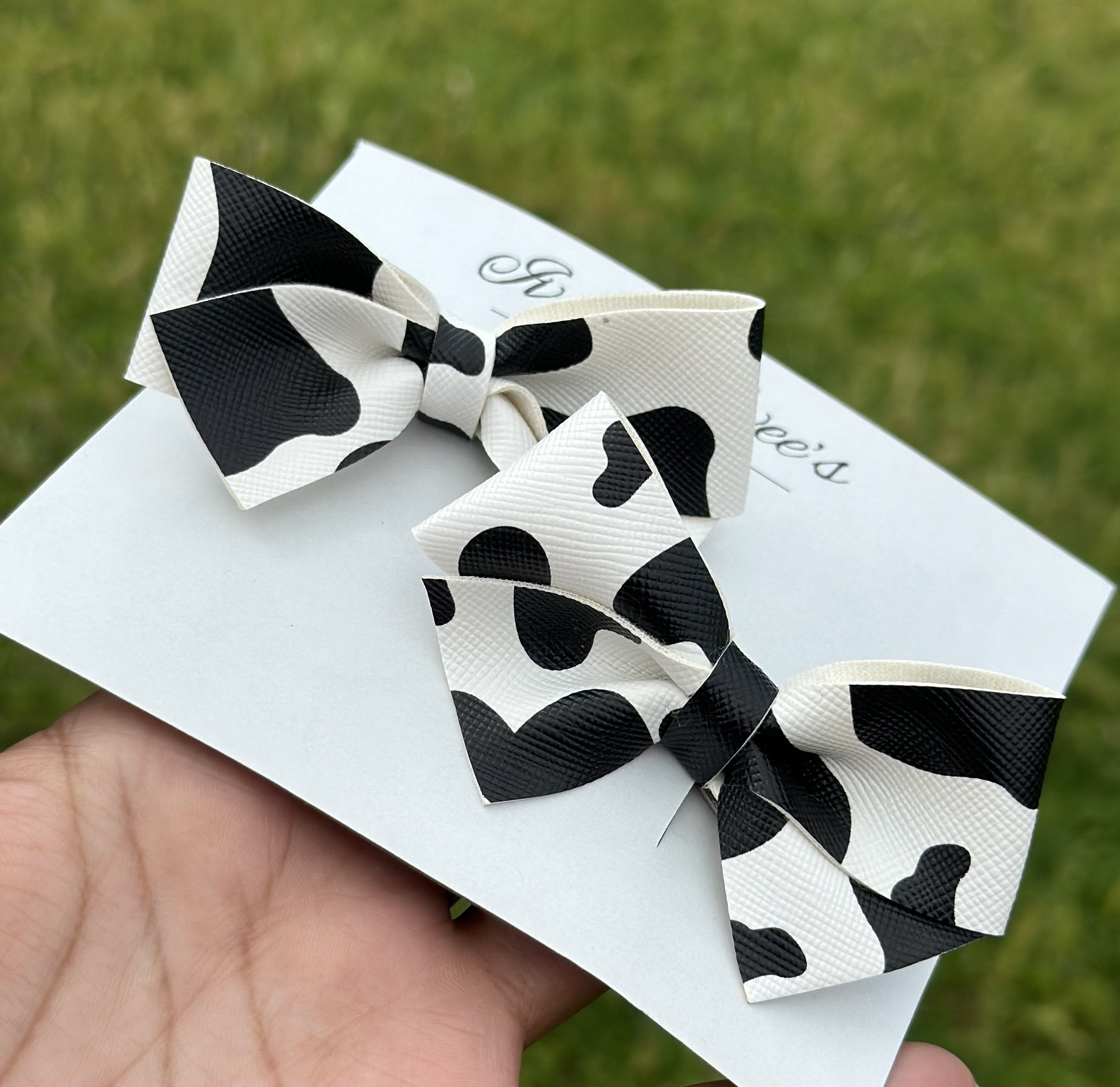 Cow Print Leather Bows Cow Print Bows , Leather Bows - Etsy
