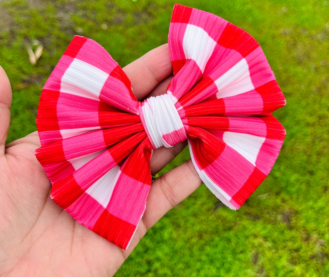 CHECKERED PINK Hairbow-pink Checkered Bow / Bow for Girls / Checkered ...