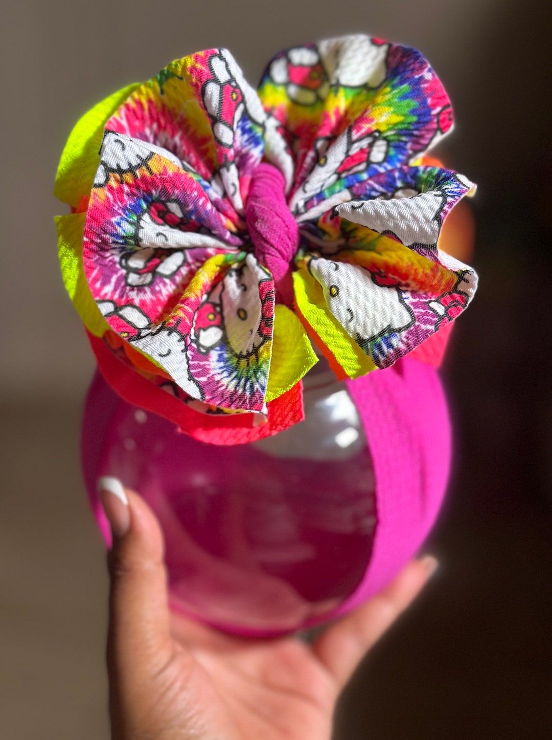 Neon Kitty Shredded Baby Headwrap • Tie Dyed Shredded Headwrap • Baby ...