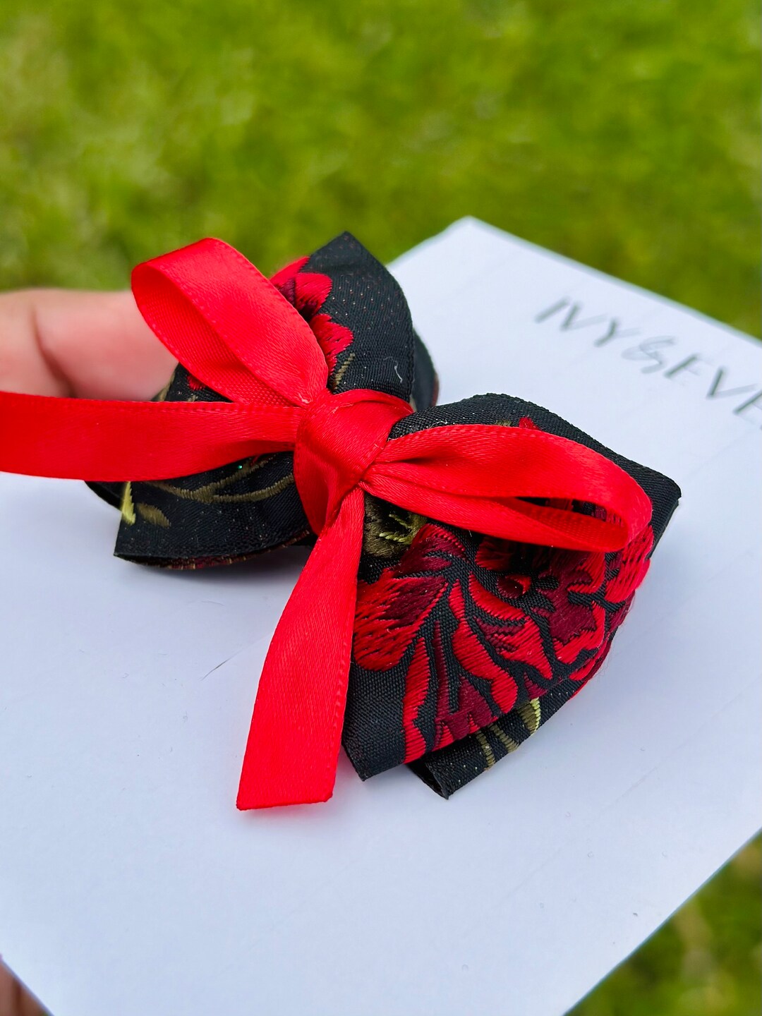 Red Floral Rose Hair Bow , Mini Rose Hair Bow - Etsy