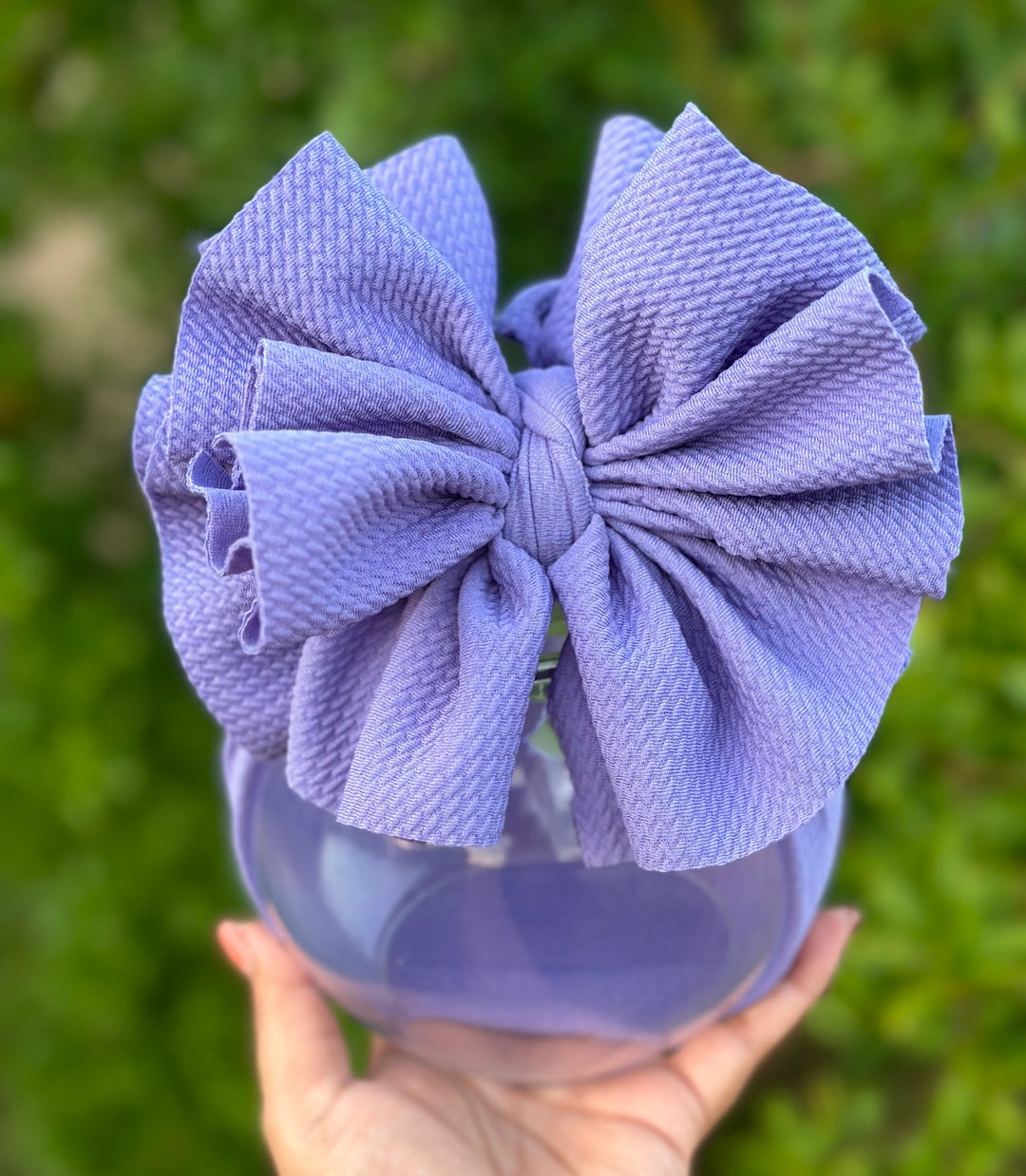 Periwinkle Shredded Baby Headwrap: Oversized Bow - Etsy
