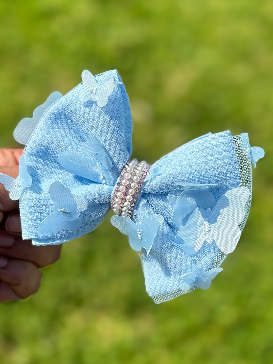 BUTTERFLY Hairbows-blue Butterfly Tulle Bow - Etsy