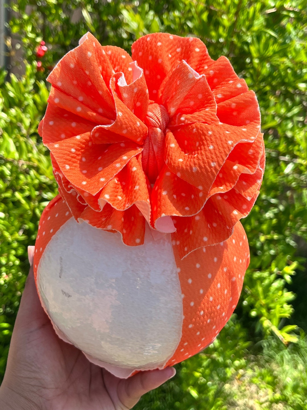 SHREDDED ORANGE Babyheadwrap-orange Polka Dot Shredded Baby Headwrap ...