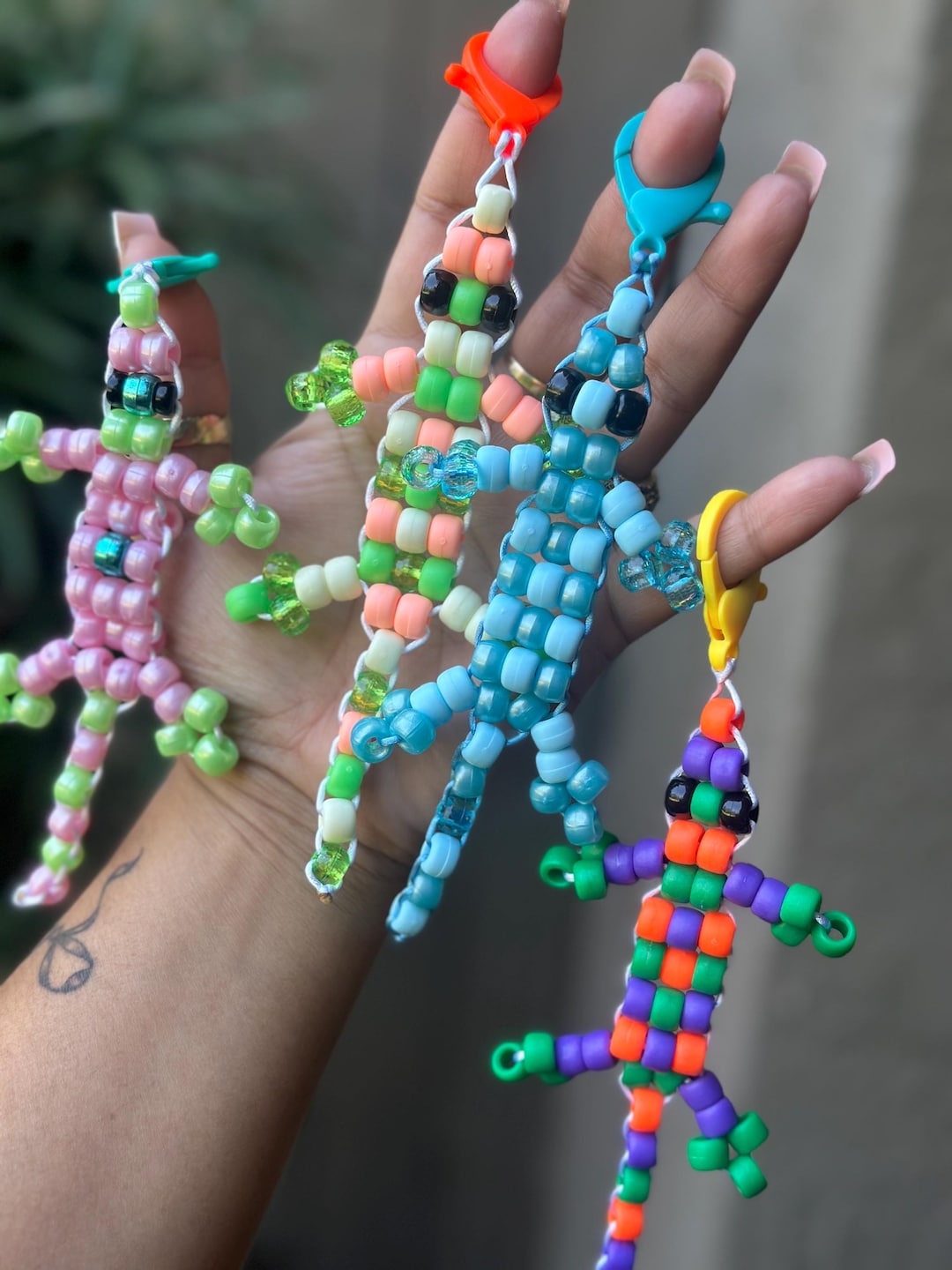 Handmade Pony Bead Lizard Keychain | 90s Nostalgia Backpack Charm - Etsy