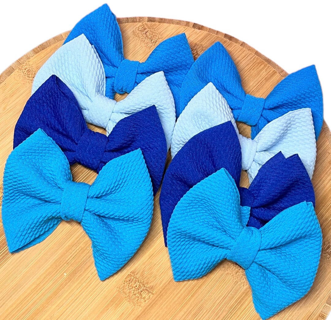 Blue Plain Bow / Solid Bullet Fabric Bow / Baby Girl Bow / Bow for ...