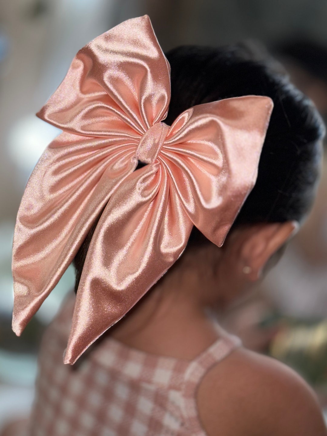 Satin Peach Coquette Hair Bow , Satin 6” Coquette Bow - Etsy