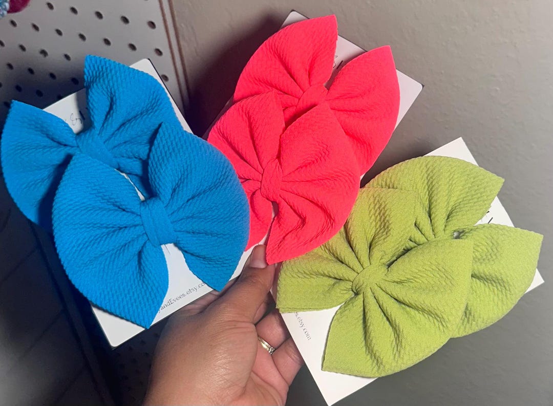 Solid 4 Inch Hair Bows , Solid Hair Bows , Solid Fabric Hair Bows - Etsy