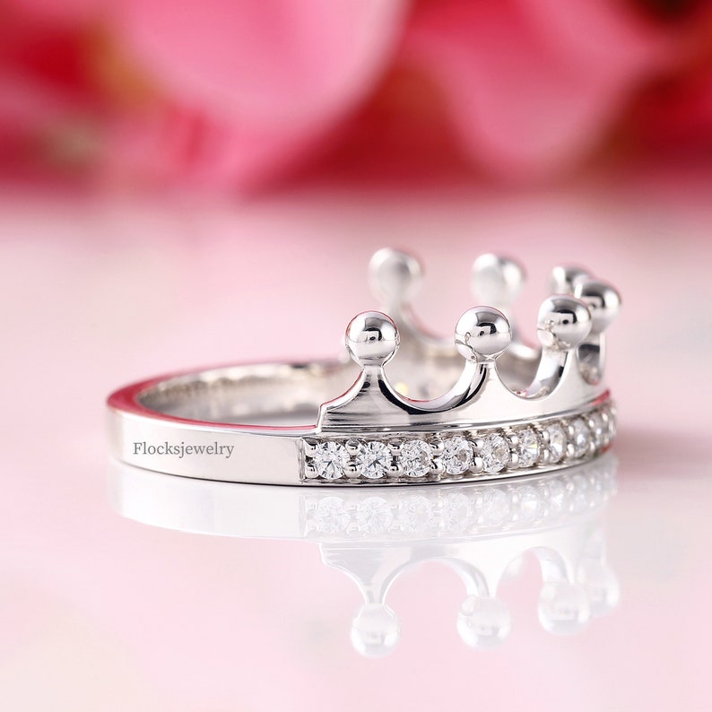 Princess Crown Ring Tiara Crown Ring Queen Ring Round Cut - Etsy