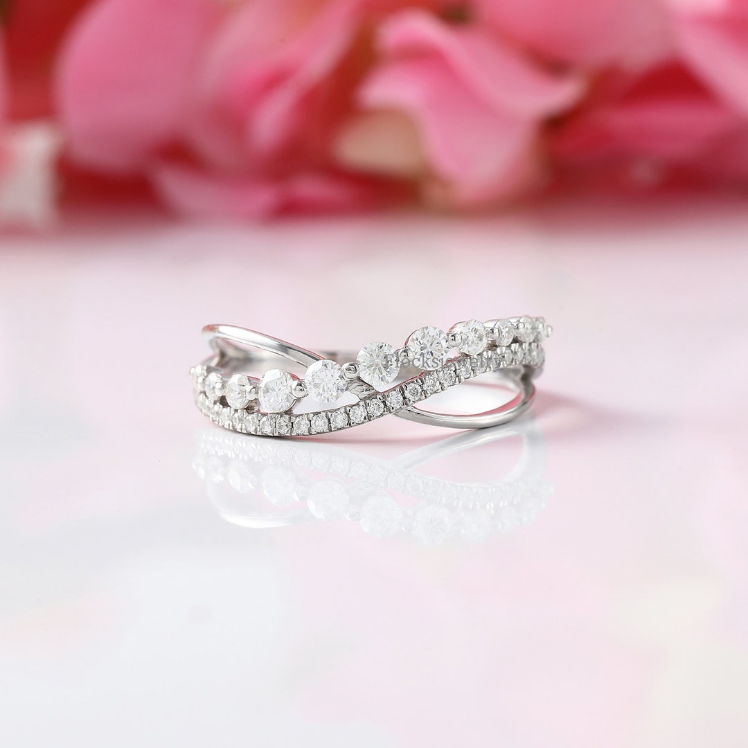 Criss Cross Ring, X Ring, Criss Cross Engagement Ring, Round Cut ...