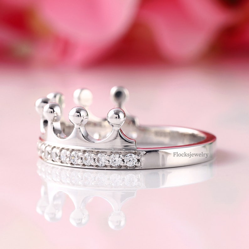 Princess Crown Ring Tiara Crown Ring Queen Ring Round Cut - Etsy