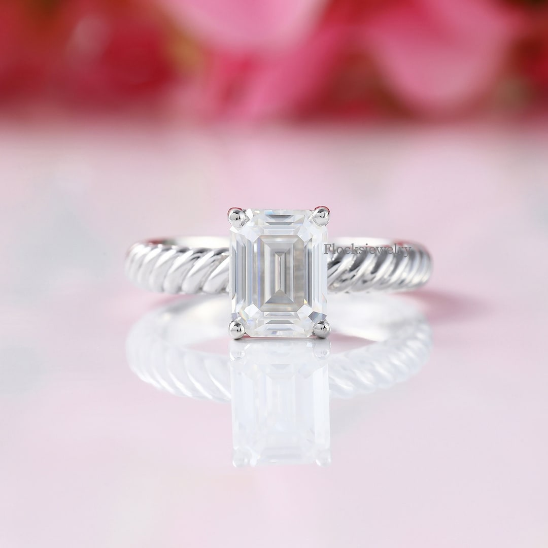 Twisted Wire Rope Ring, Solitaire Engagement Ring, Rope Ring, 1.5 Ct ...