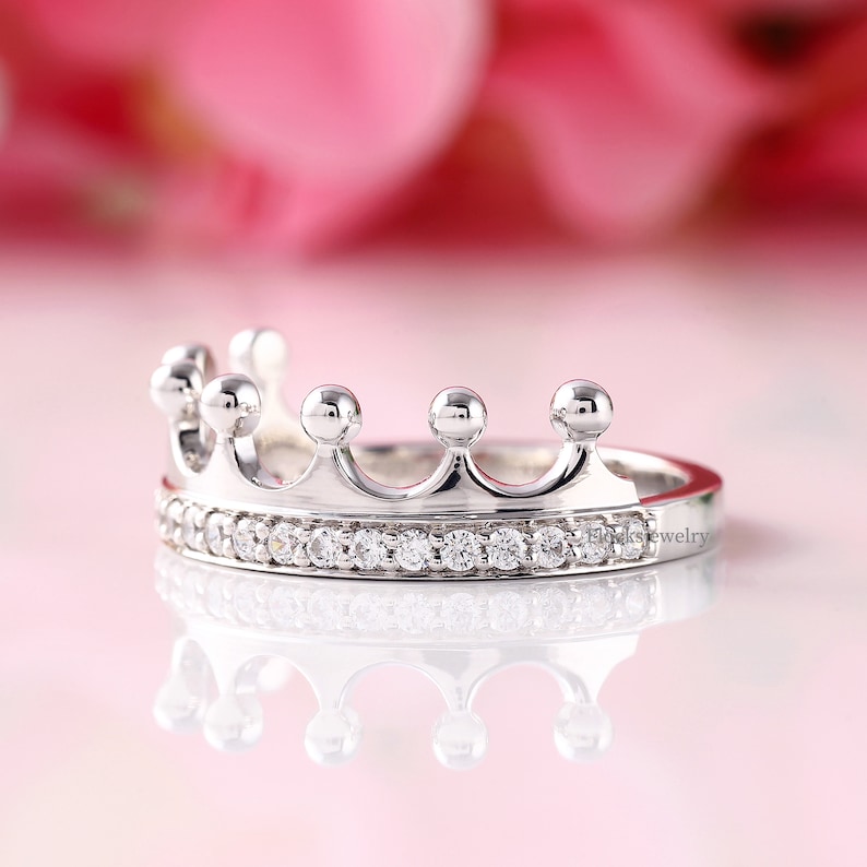 Princess Crown Ring Tiara Crown Ring Queen Ring Round Cut - Etsy