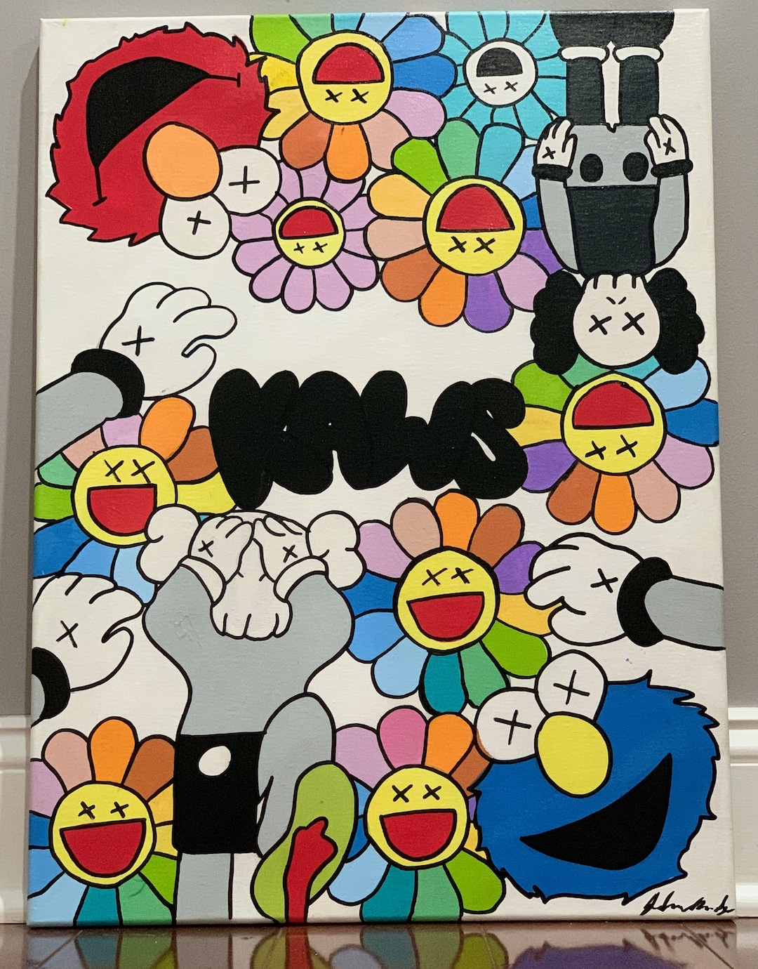 Kaws X Sesame Street X Takashi Murakami Painting - Etsy