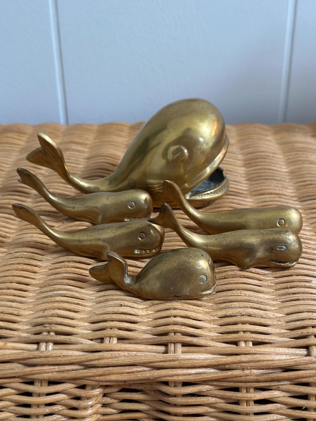 Vintage Brass Whale Family Figurines - Etsy