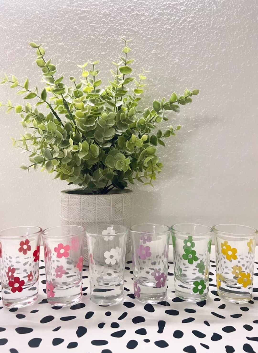 Flower Shot Glass Set Of 6 14oz Etsy