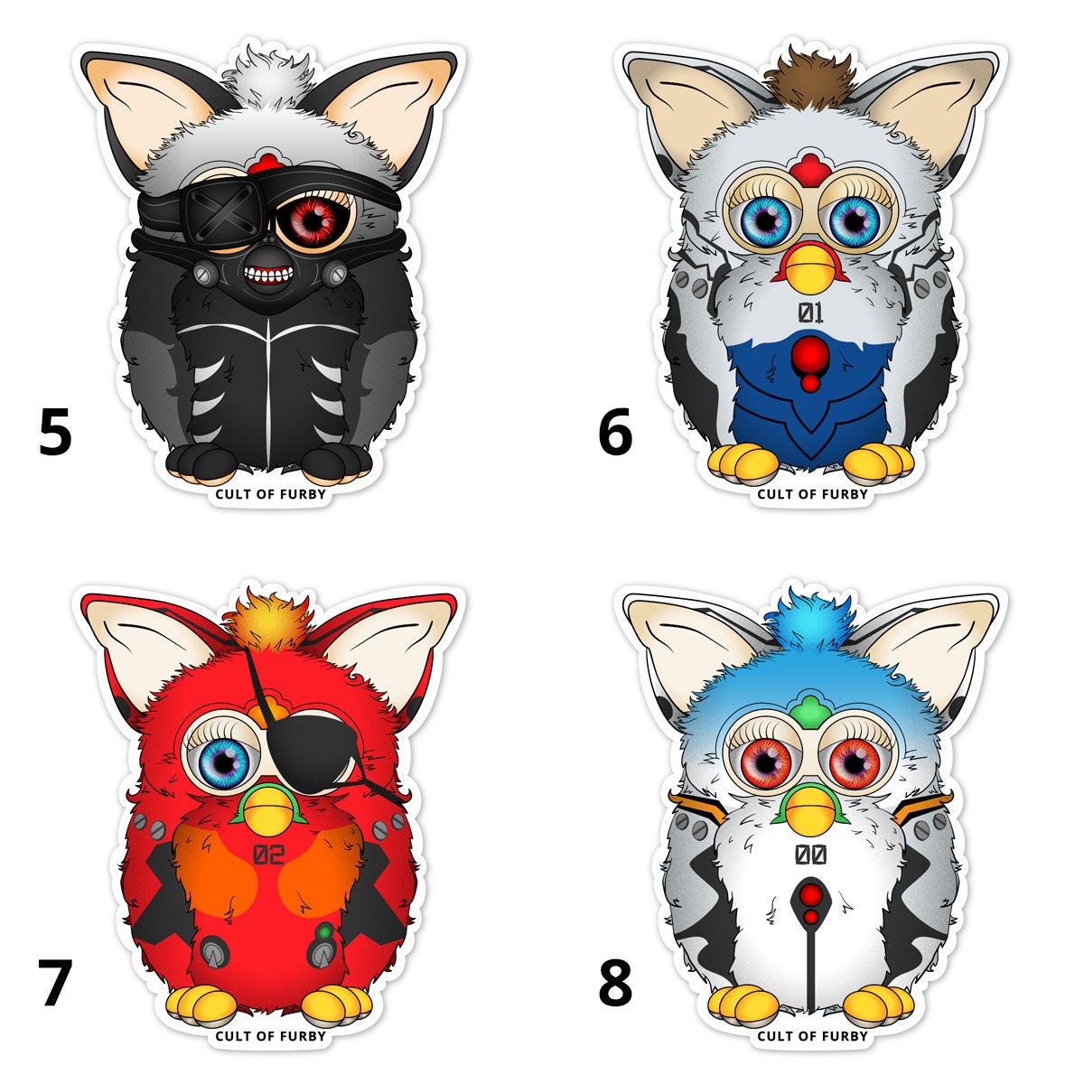 Furby Sticker Pack 3 Inch Cult of Furby Vinyl Stickers for | Etsy