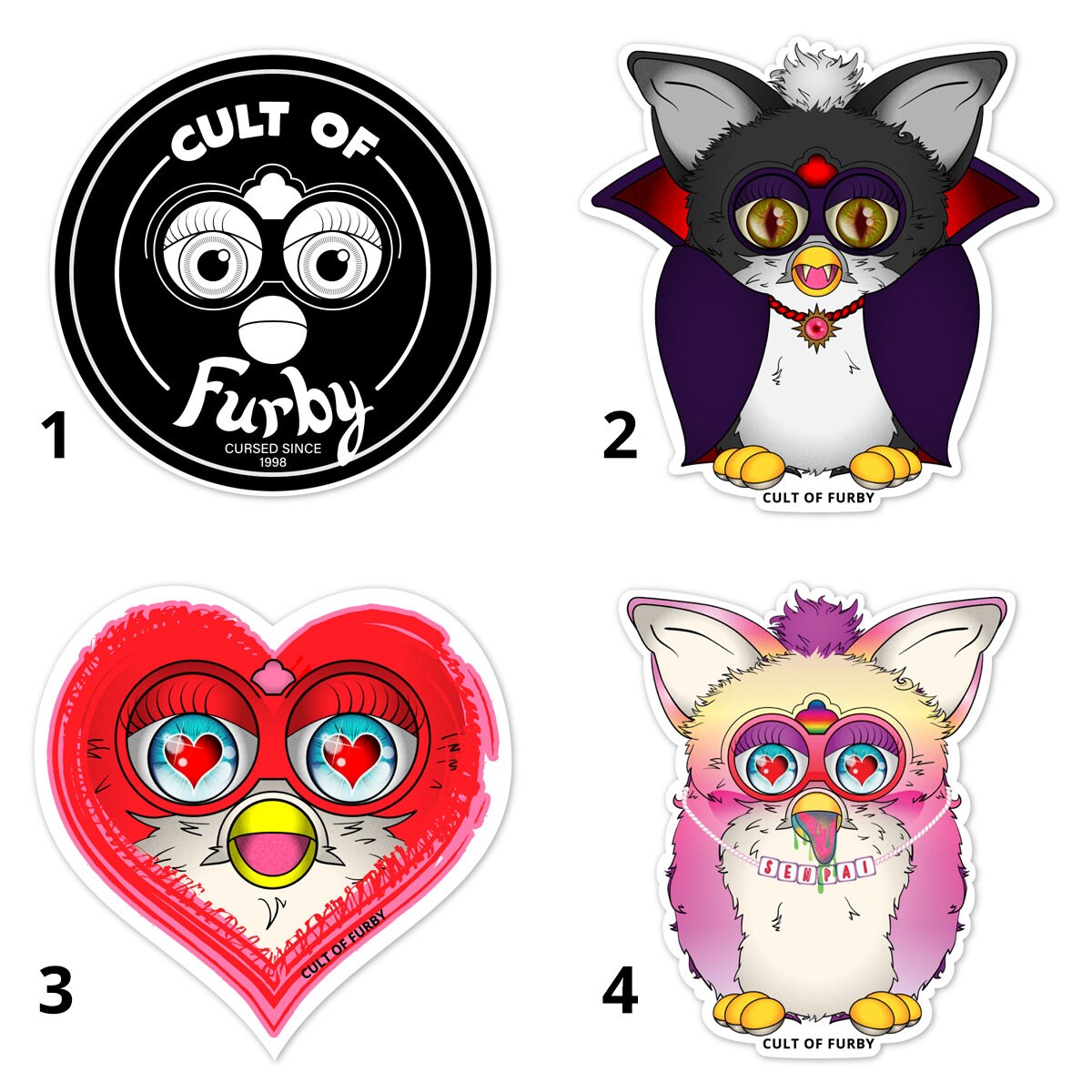 Furby Sticker Pack 3 Inch Cult of Furby Vinyl Stickers for - Etsy