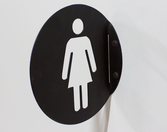 Round Modern Restroom Sign, Bathroom Sign - Etsy