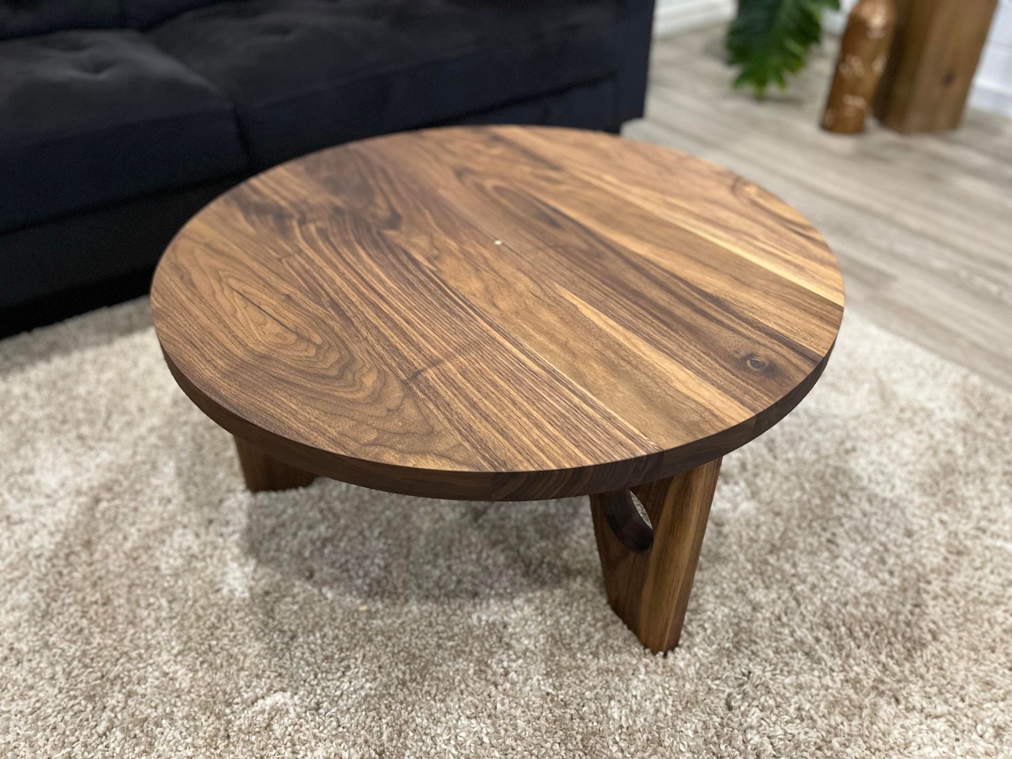 Low Profile Round Coffee Table, Solid Natural Walnut/ash Beautifully ...