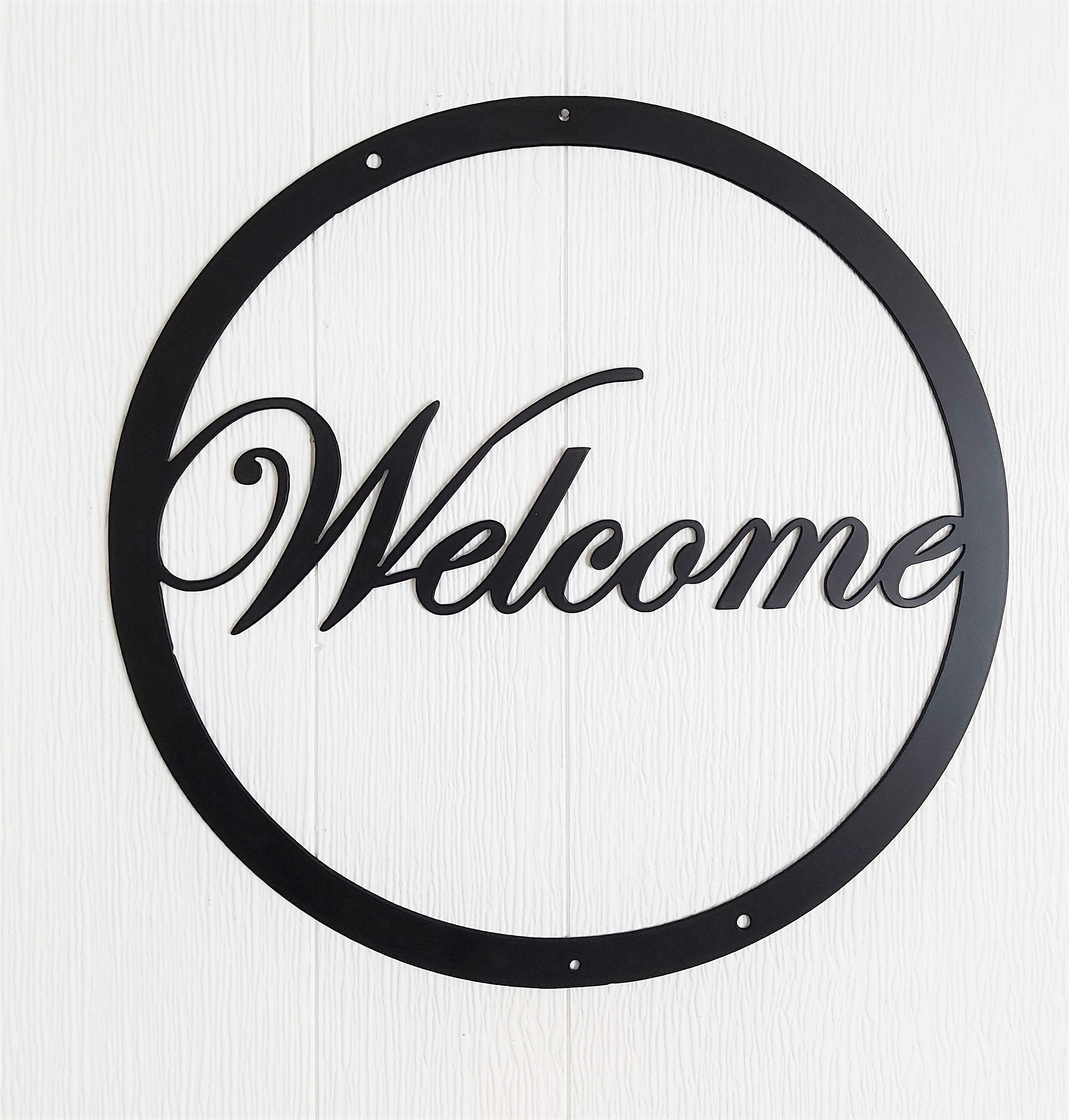 Welcome Sign With Metal Frame and Flower Decorations, Welcome Wreath ...