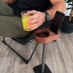 Minimalist Side Table, Mini Side Table, Cup and Phone-holder, Glass ...