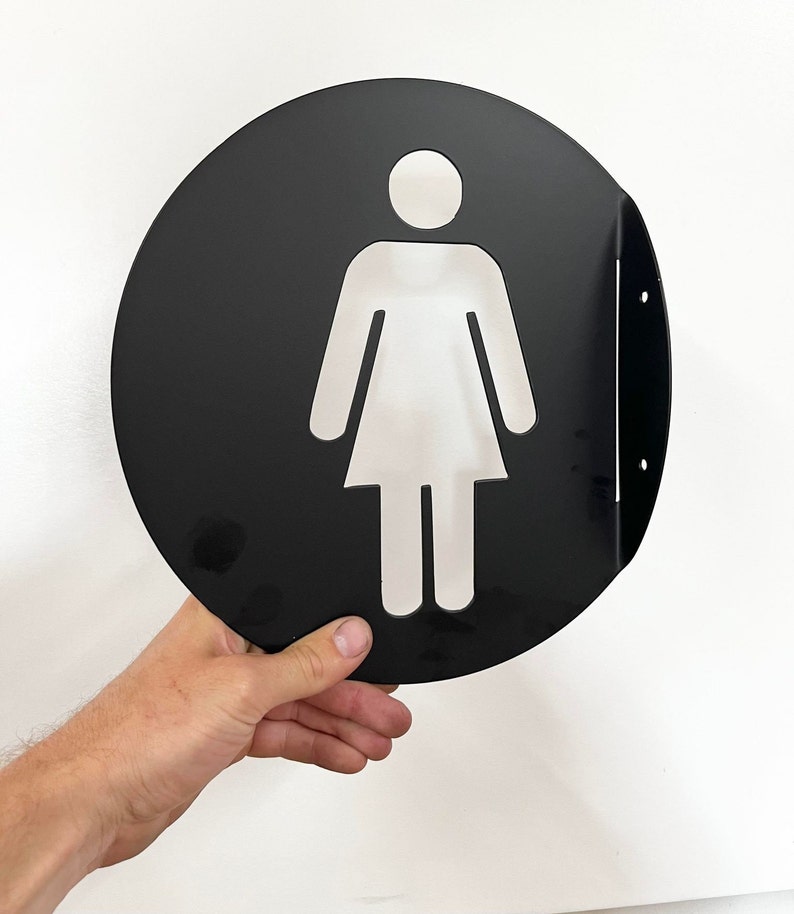 Round Modern Restroom Sign, Bathroom Sign - Etsy