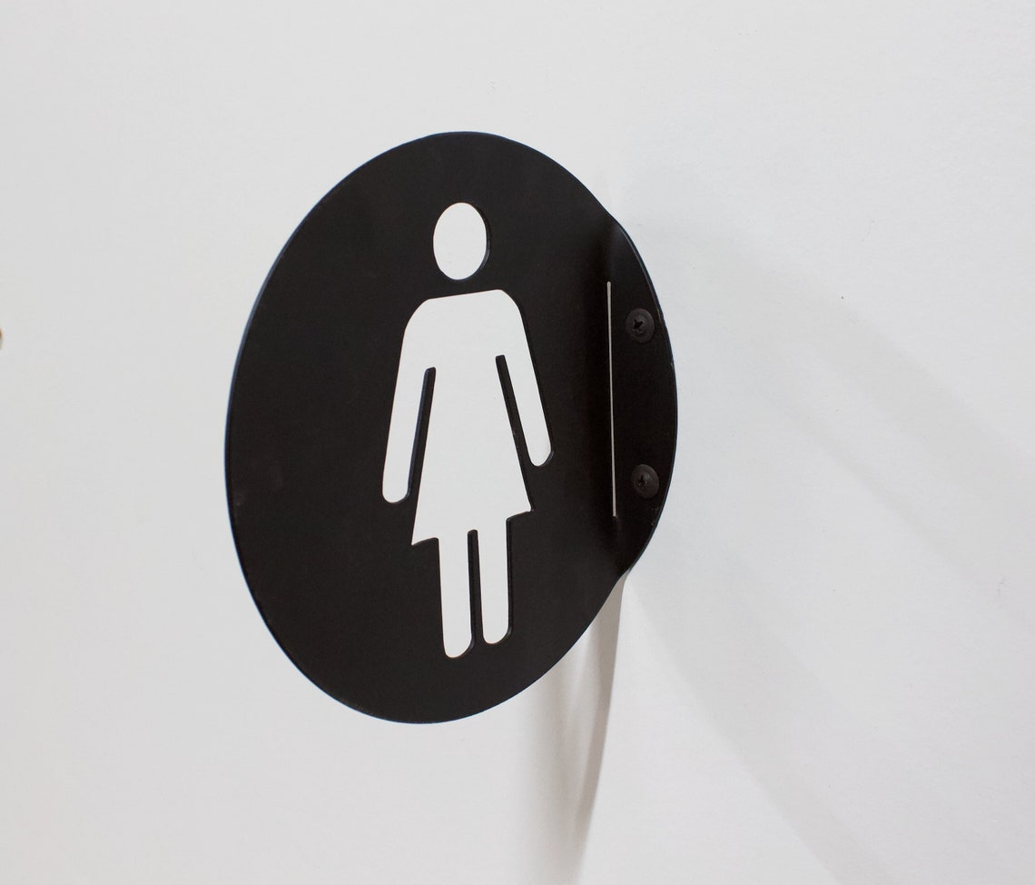 Round Modern Restroom Sign, Bathroom Sign - Etsy