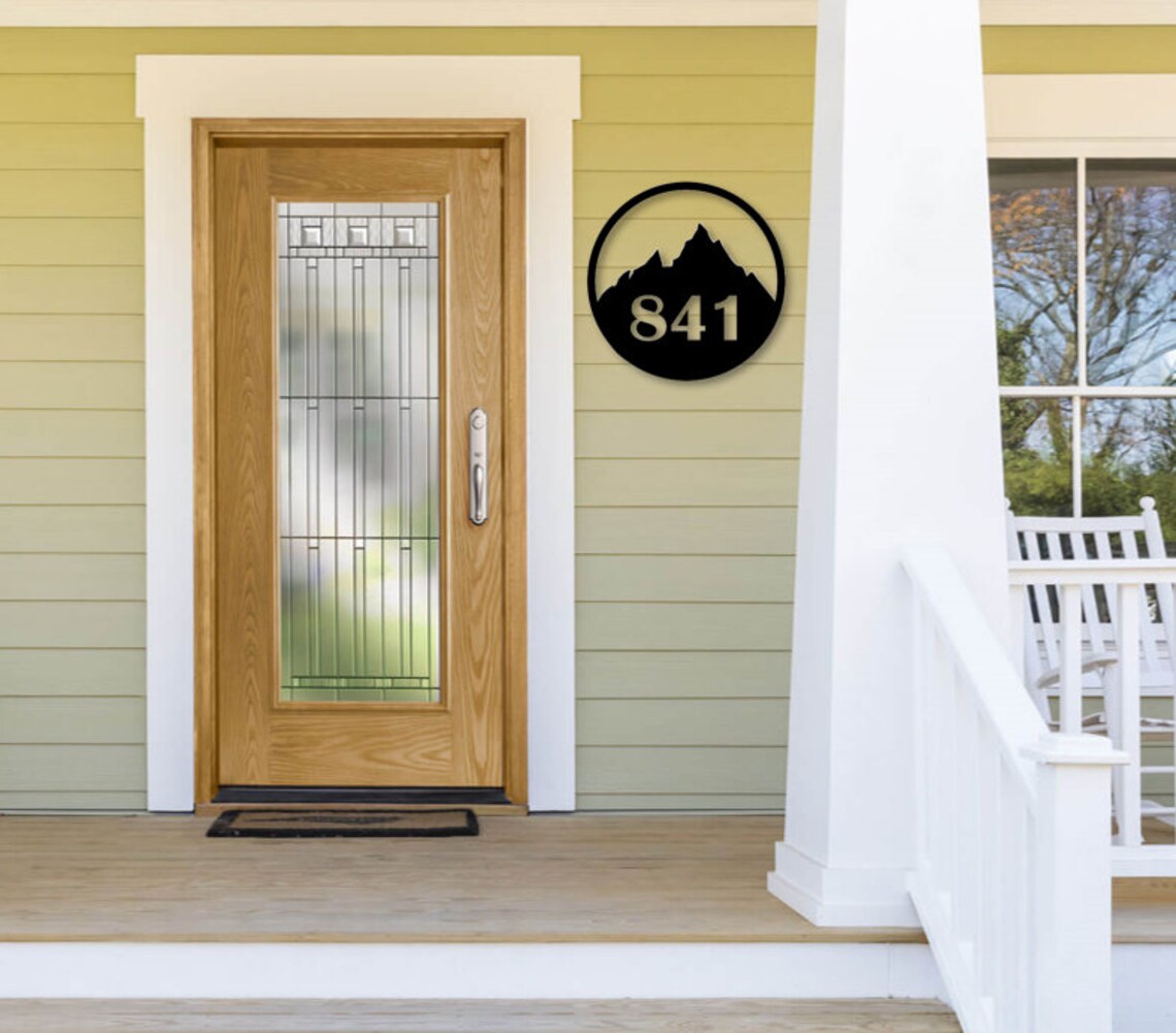 Mountain Design House Number Sign, Metal Sign, Custom Sign, Entrance ...