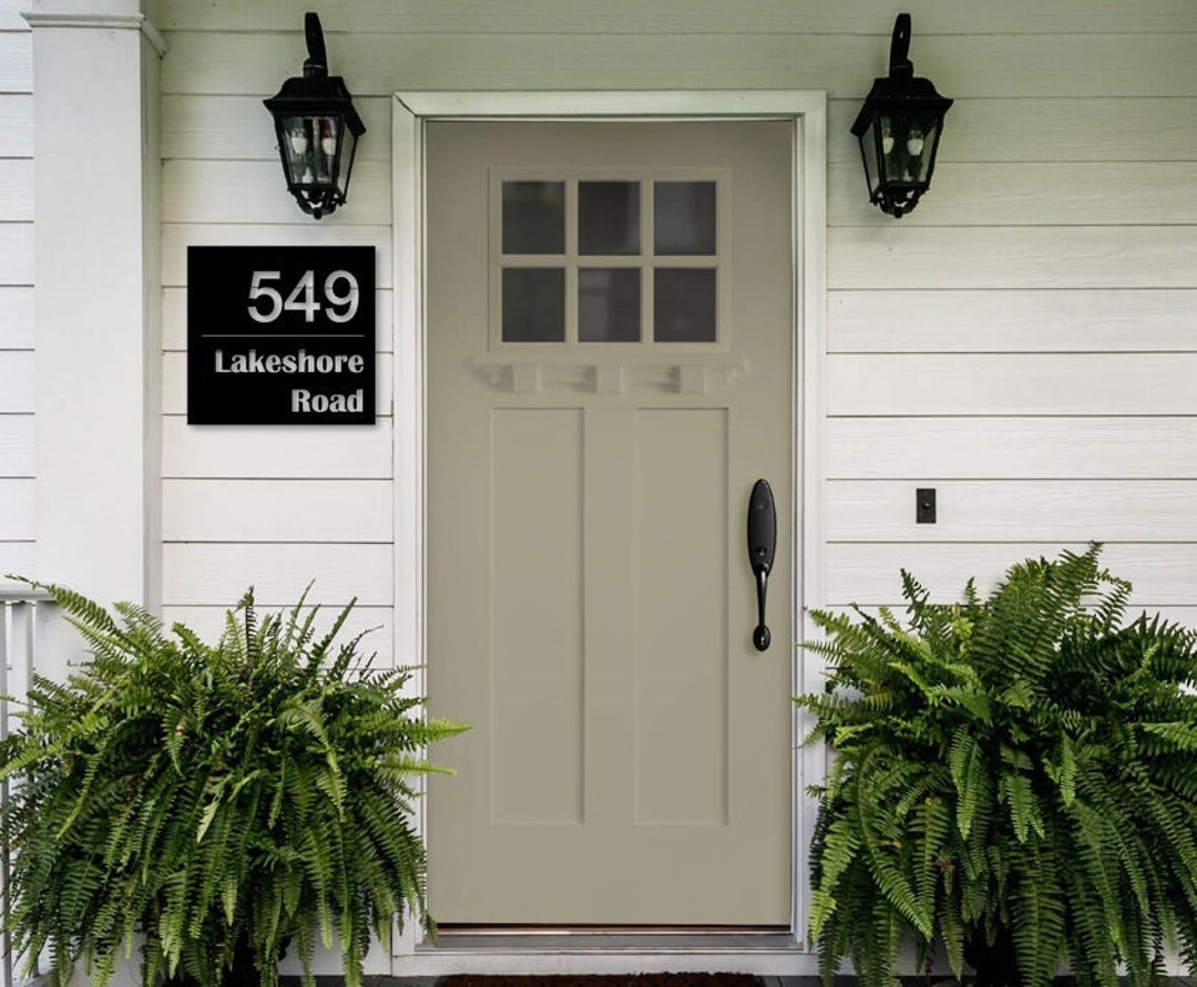 Square Shape Modern Address Sign, Address Decor, Metal Address Sign ...