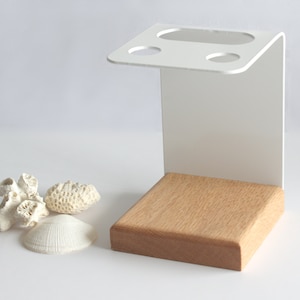 Modern Wood-base Toothbrush Holder for 2 Toothbrush and 1 Toothpaste ...