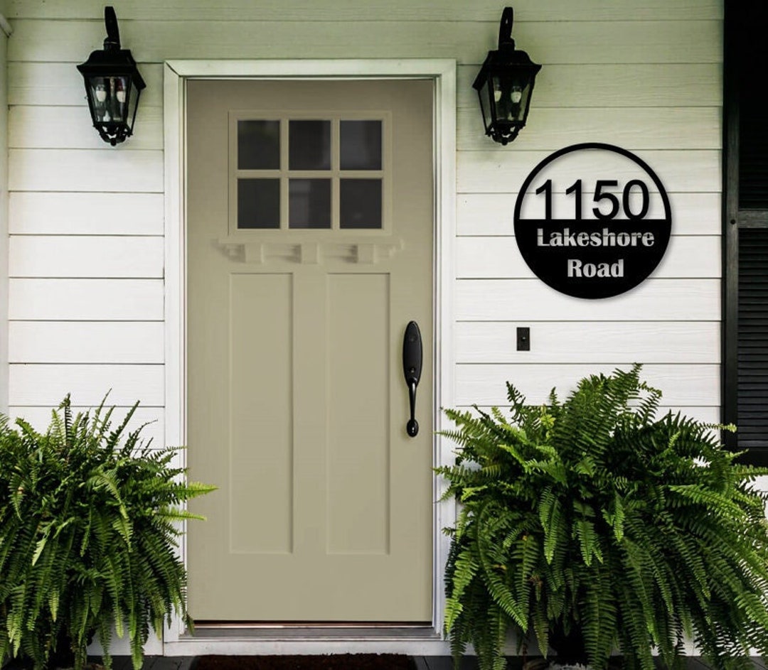 Modern Cicular Half Solid Address Sign, Home Entrance Decor, Custom ...
