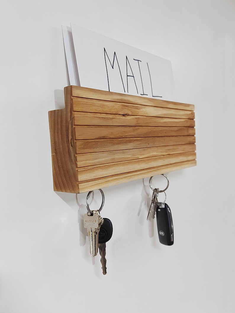 Grooved Walnut and Ash Solid Wood Magnetic Key Holder, Magnetic Key ...