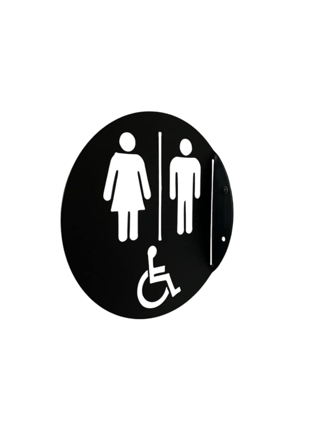 Circular Restroom Sign With Disabled Sign - Etsy