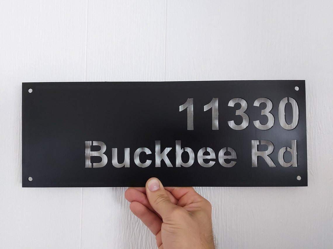 Address Plaque, House Number and Street Name Cut Out of Metal, Powder ...