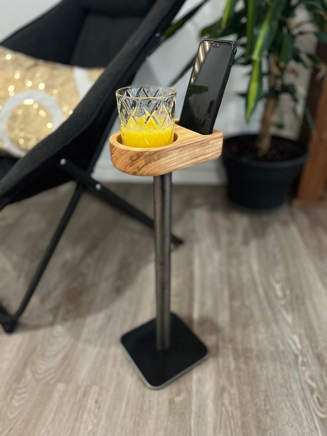 Minimalist Side Table, Mini Side Table, Cup and Phone-holder, Glass ...