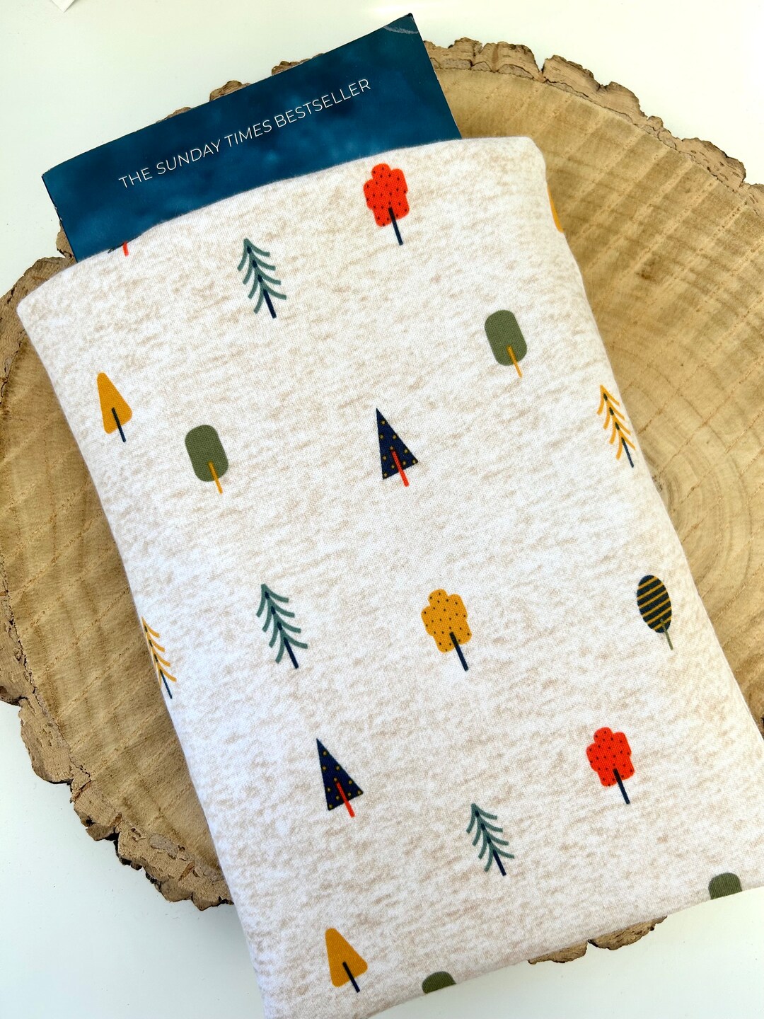 Forest Trees Book Sleeve, Wood Forest Book Cosy, Handmade Book Sleeve ...