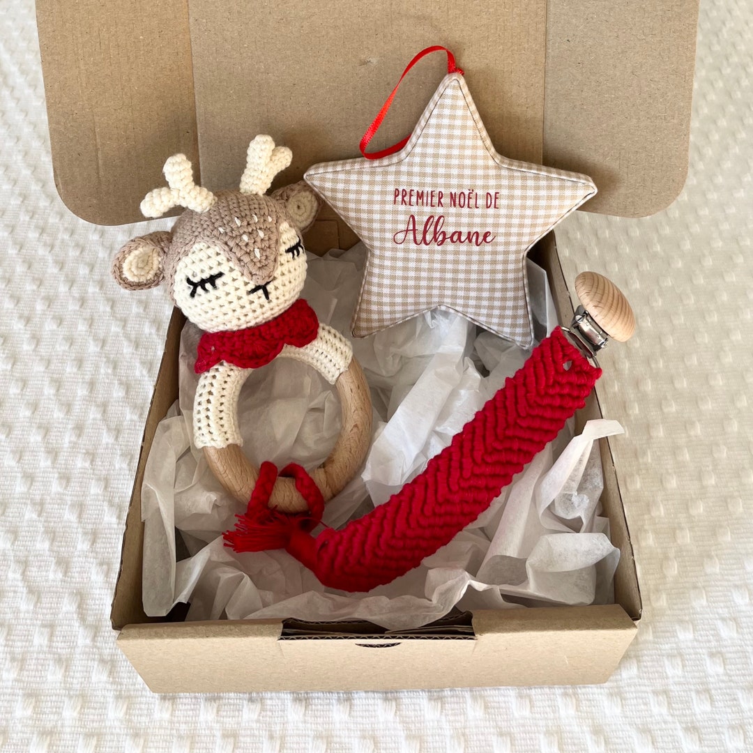 My First Christmas Box, Birth Box, First Name Shape, Rattle, Pacifier ...