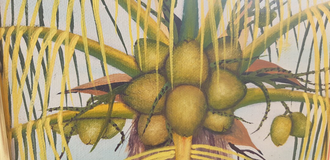 Coco Coconut Tree Naive Art Haiti Haitian LAGUERRE JEAN Haitian Nature ...
