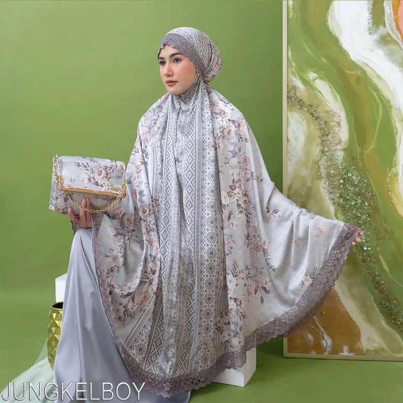 Zain Adult Mukena Alesha Flower 2in1 Silk Premium Luxury Exclusive Muslim Prayer Dress, Women ...