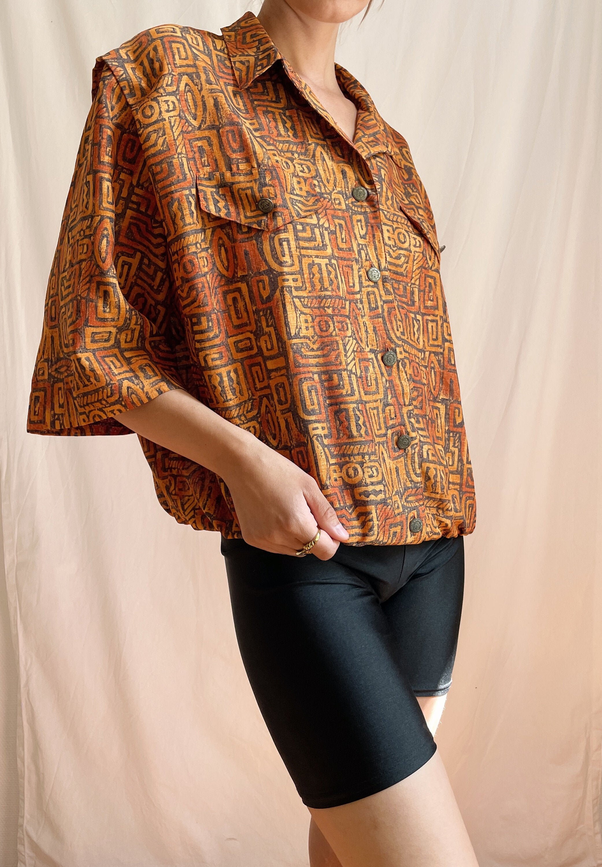 90s Vintage Oversized Funky Aztec Pattern Shirt | Etsy