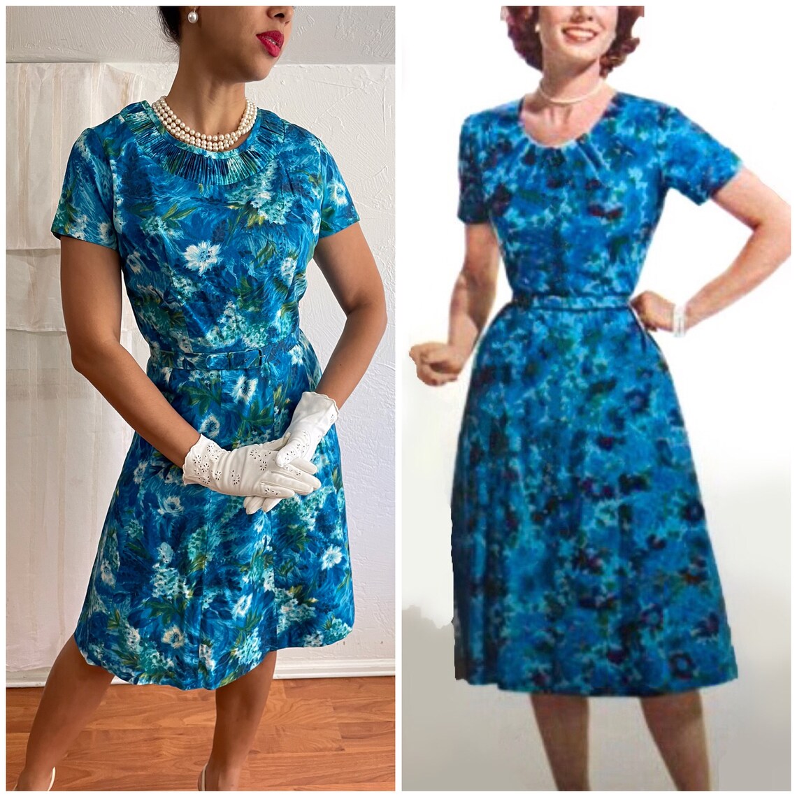 1950s/ 60s Johnathan Logan Floral Matching Belt Vintage Dress - Etsy