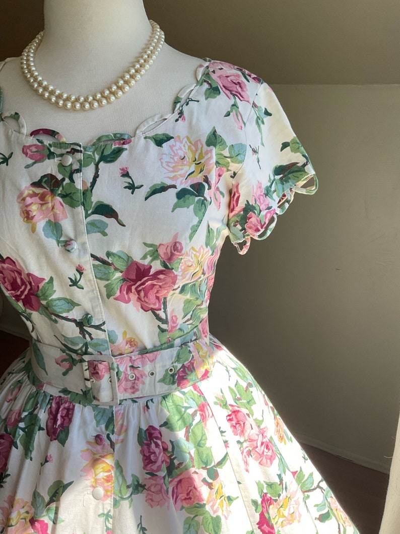 Vintage Cottage Core Laura Ashley Style Rose Country Prairie Floral ...